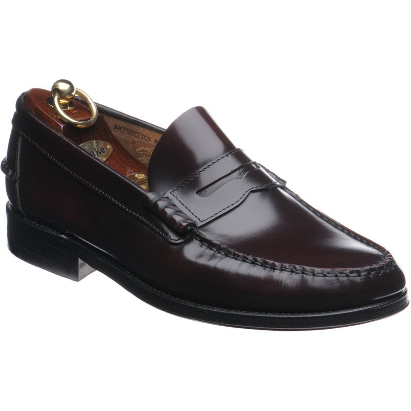 Loake Princeton mens loafers in burgundy polished – Herring Shoes