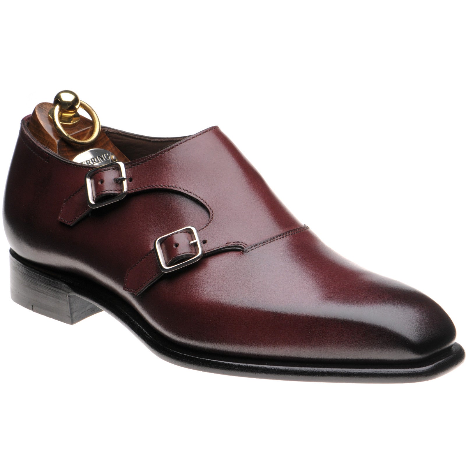 Herring Fitzrovia mens monk shoes in burgundy calf (second) – Herring Shoes