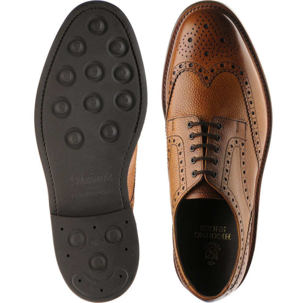 Herring Kendal (Rubber) mens rubber-soled brogues in tan grain ...