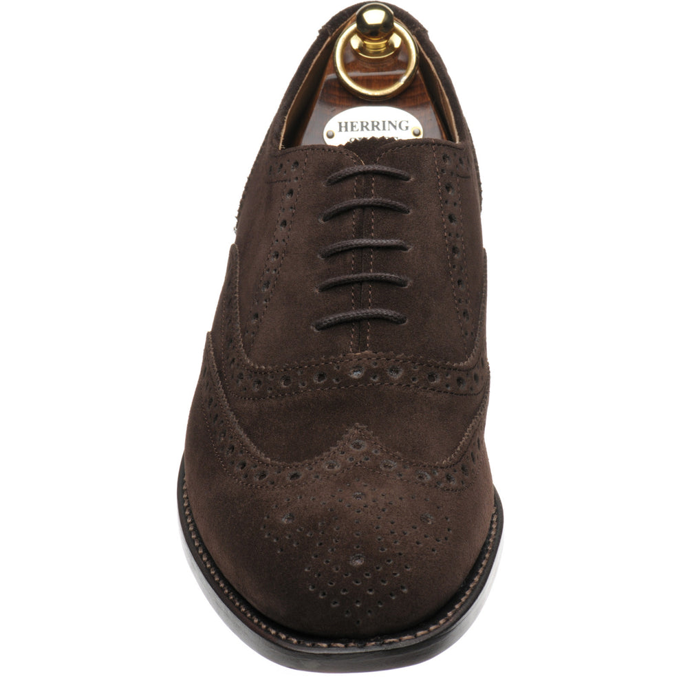 Herring Surrey II mens brogues in dark brown suede – Herring Shoes