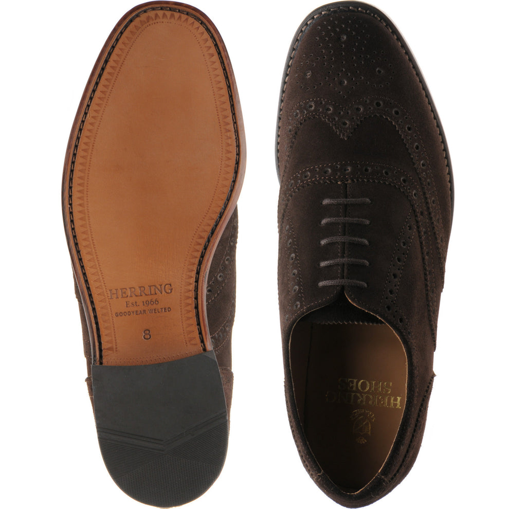 Herring Surrey II mens brogues in dark brown suede – Herring Shoes