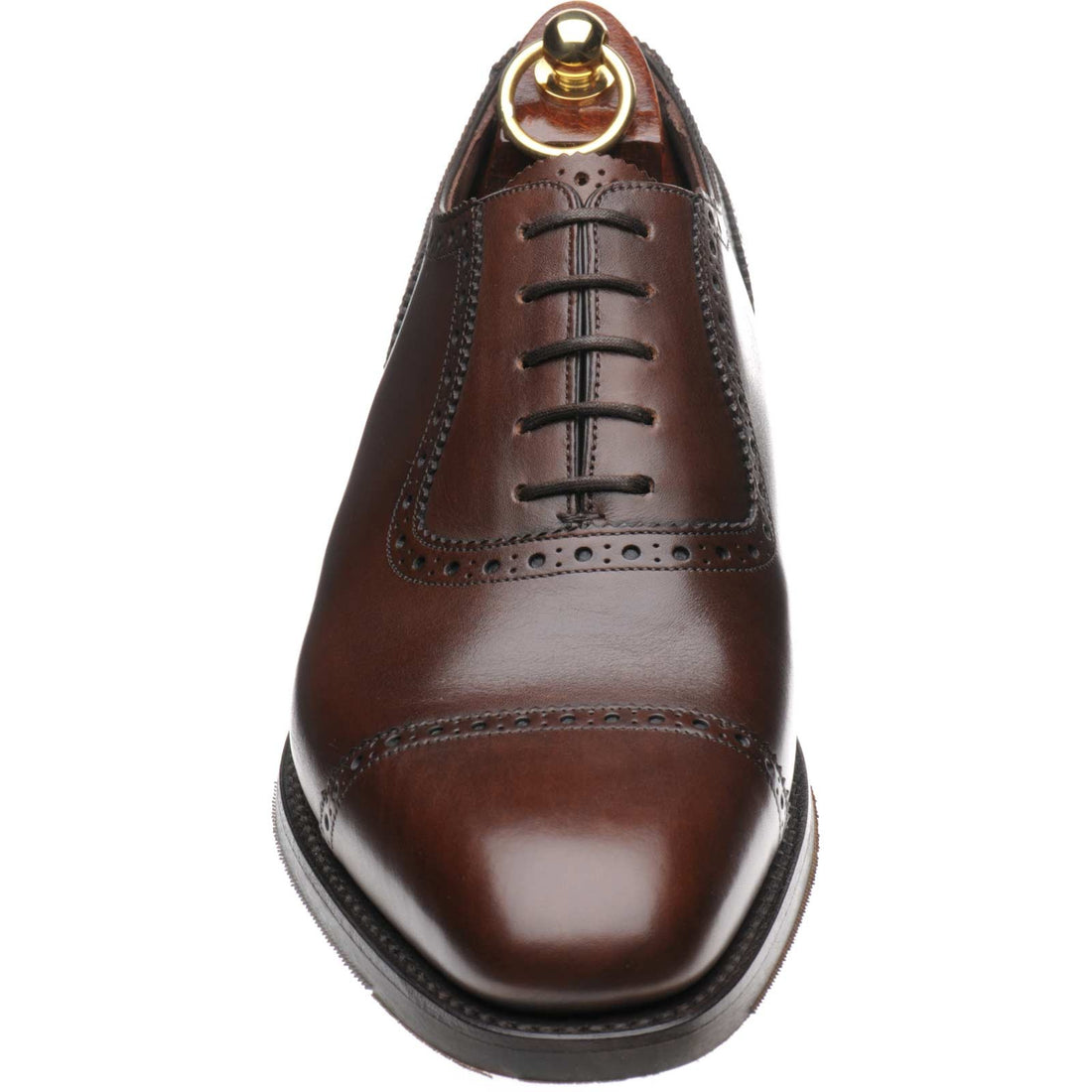 Loake Fleet mens rubber-soled semi-brogues in dark brown calf – Herring ...