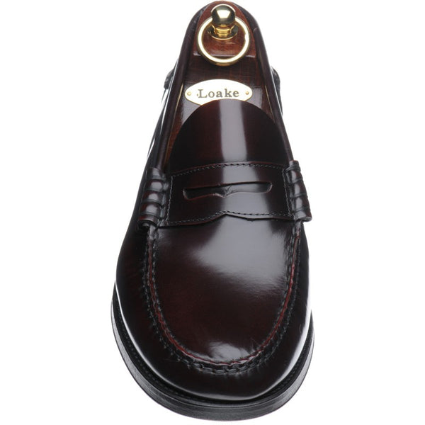 Loake Princeton mens loafers in burgundy polished – Herring Shoes