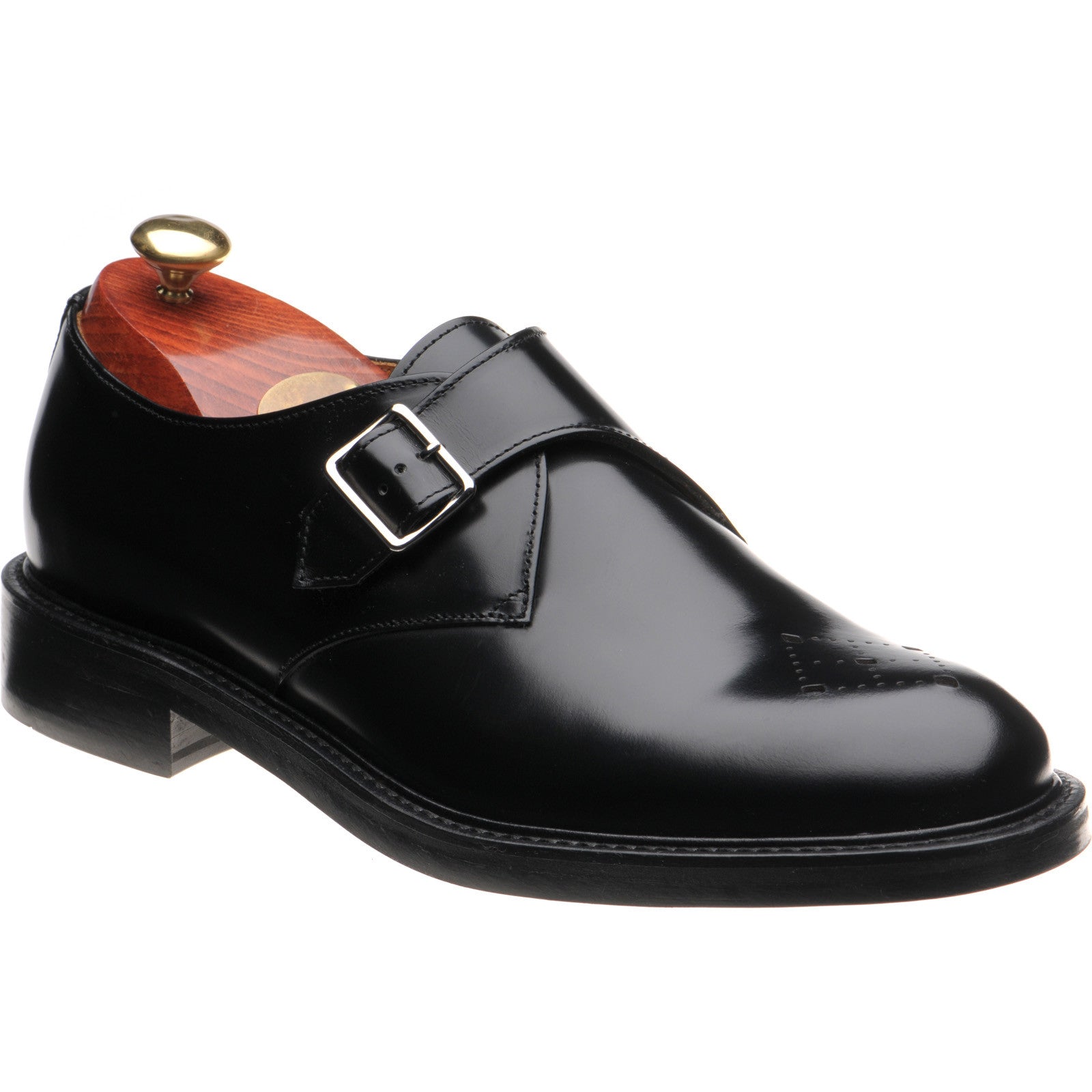 Wildsmith Model 120 mens rubber-soled monk shoes in black polished (se ...